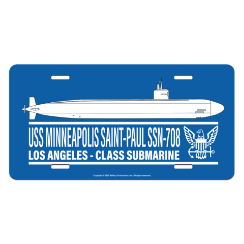 USS Minneapolis-Saint Paul SSN-708 License Plate - US Navy Submarine ...
