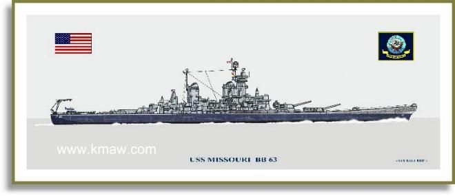 USS Missouri BB-63 1945 Print - Battleship Prints - PriorService.com