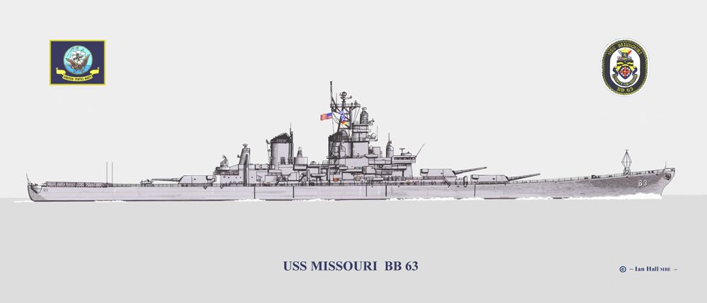 USS Missouri BB-63 Modernized 1987 Print - Battleship Prints ...