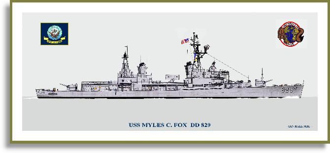 USS Myles C. Fox DD-829 in 1960's Print - Destroyers G-M - PriorService.com
