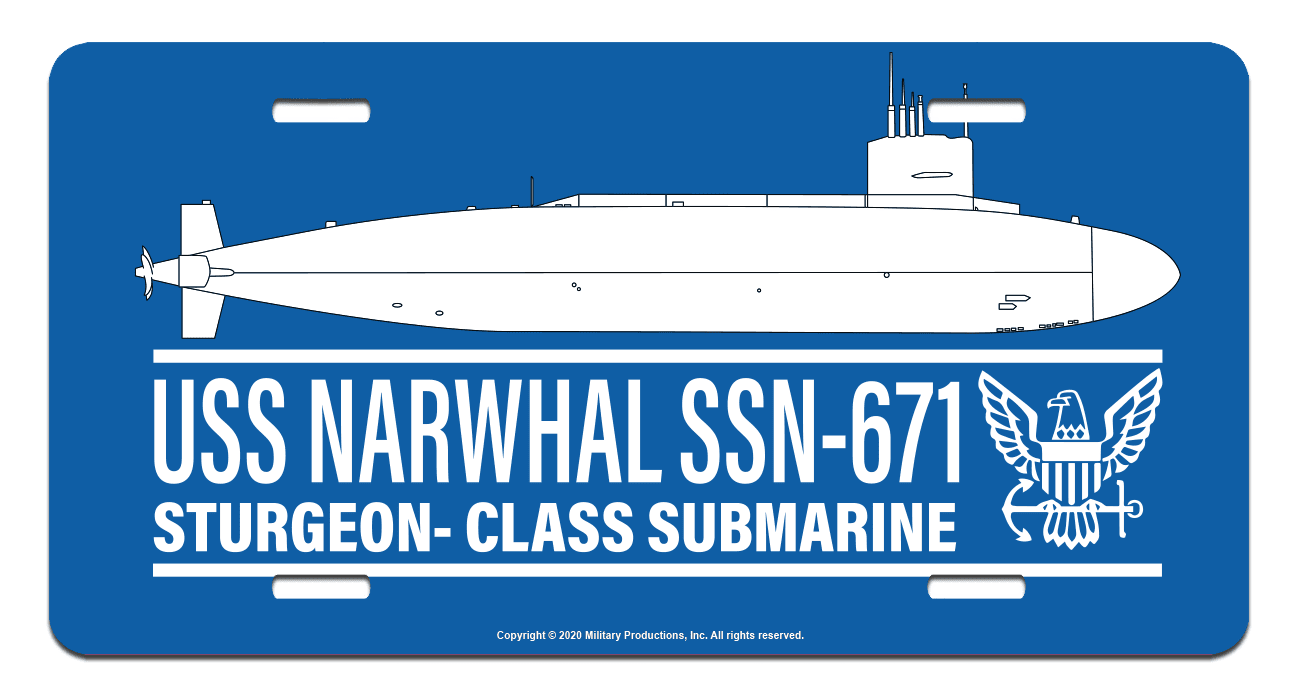 USS Narwhal SSN-671 License Plate - US Navy Submarine License Plates ...