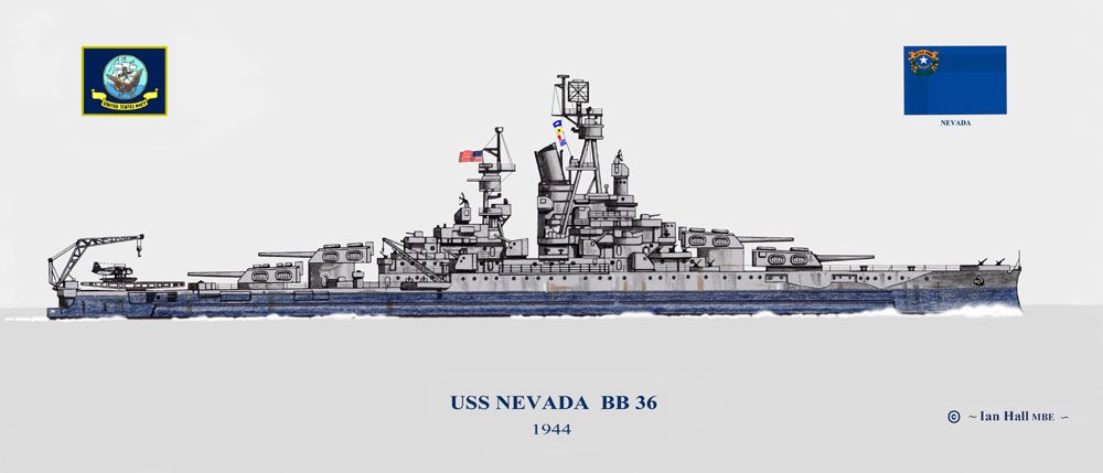 USS Nevada BB-36 1944 Print - Battleship Prints - PriorService.com
