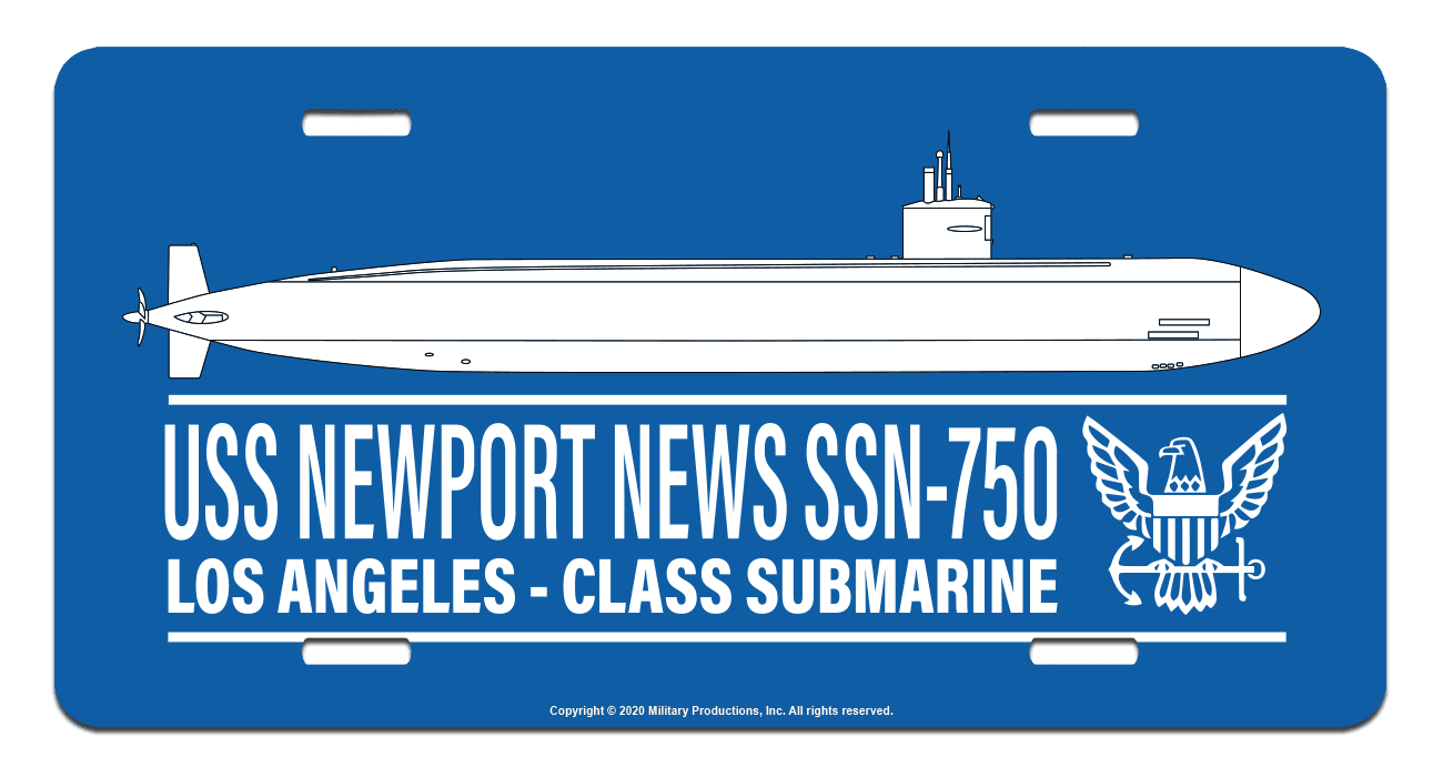 USS Newport News SSN-750 License Plate - US Navy Submarine License ...