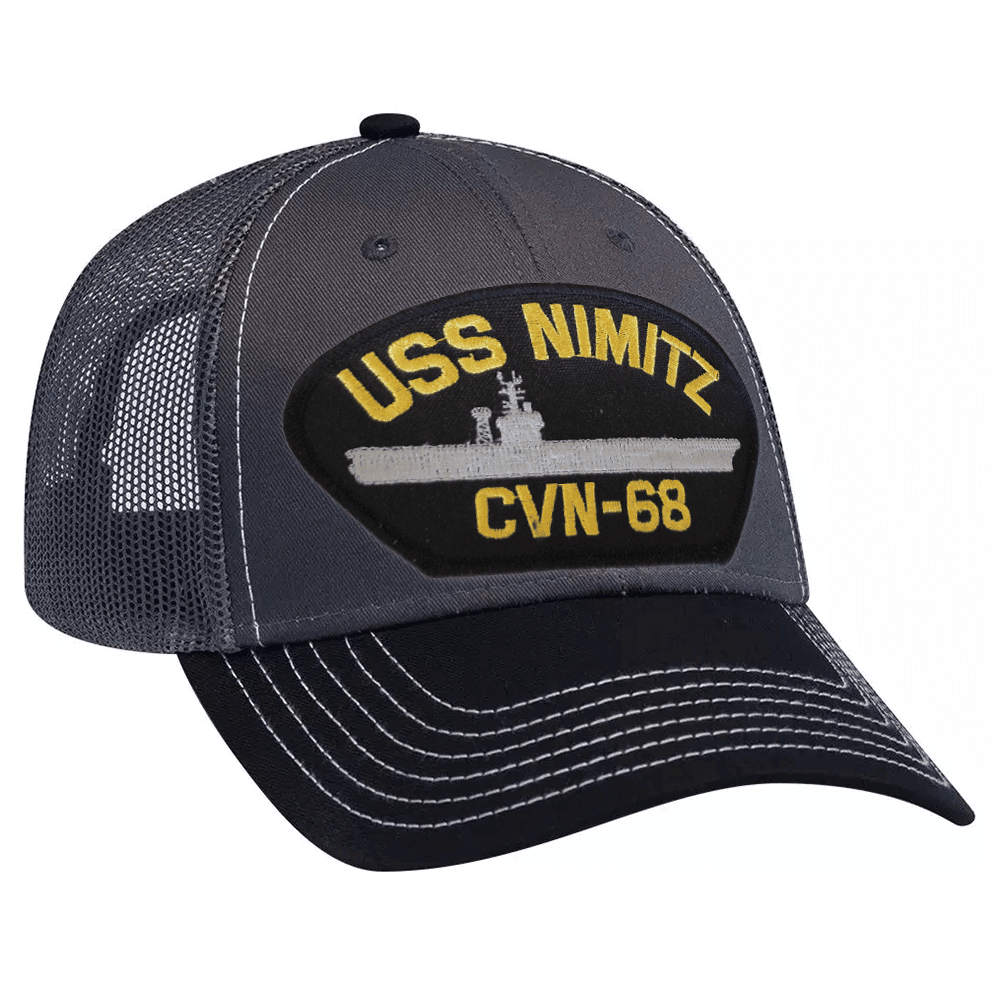 USS Nimitz CVN-68 Gray Mesh Back Cap - New US Navy Ship Gray Mesh Caps ...