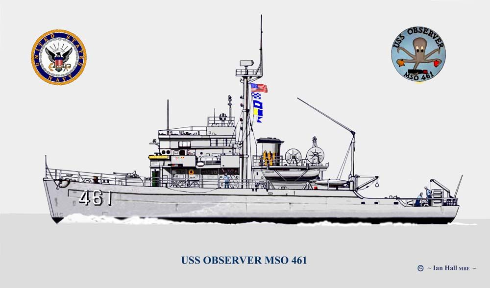 USS Observer MSO 461 Print - Minesweeper Prints - PriorService.com