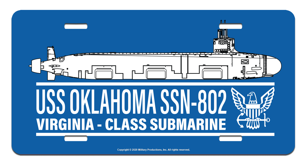USS Oklahoma SSN-802 License Plate - US Navy Submarine License Plates ...