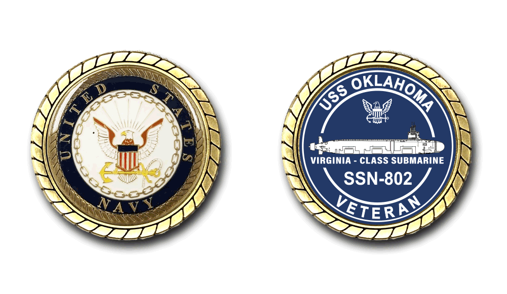 USS Oklahoma SSN-802 Silhouette Veteran Challenge Coin - US Navy ...