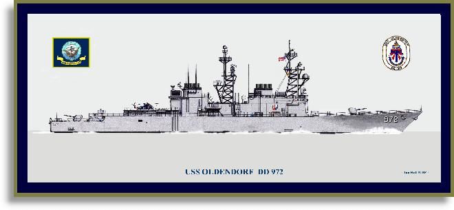 USS Oldendorf DD-972 with ASROC Ship Print - Destroyers N-R ...