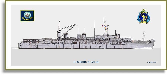 USS Orion AS-18 in 1970s Ship Prints - Other Ships N-R - PriorService.com