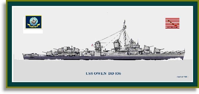 USS Owen DD-536 Print - Destroyers N-R - PriorService.com
