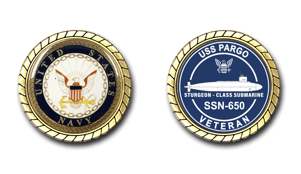 USS Pargo SSN-650 Silhouette Veteran Challenge Coin - US Navy Submarine Veteran Challenge Coins ...