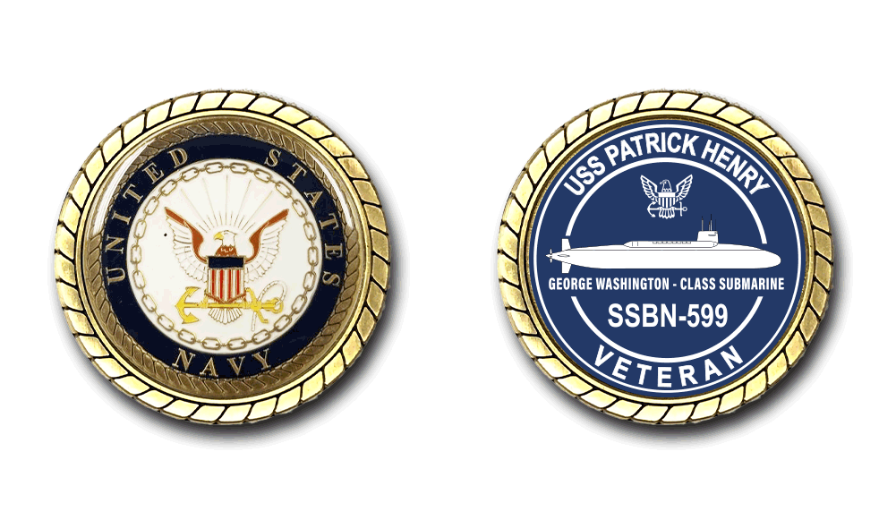 USS Patrick Henry SSBN-599 Silhouette Veteran Challenge Coin - US Navy ...