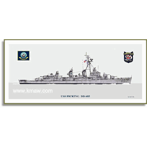 USS Picking DD-685 in 1960's Print - Destroyers N-R - PriorService.com