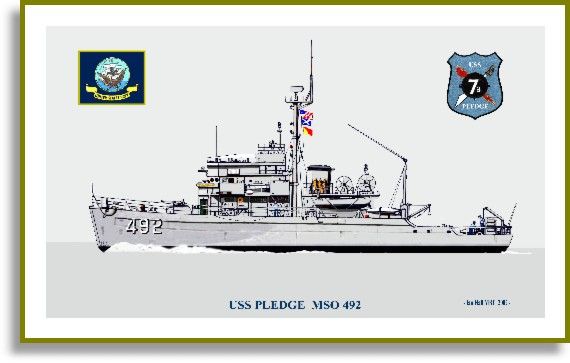 USS Pledge MSO-492 Print - Minesweeper Prints - PriorService.com