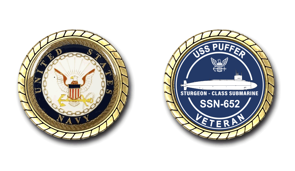 USS Puffer SSN-652 Silhouette Veteran Challenge Coin - US Navy ...