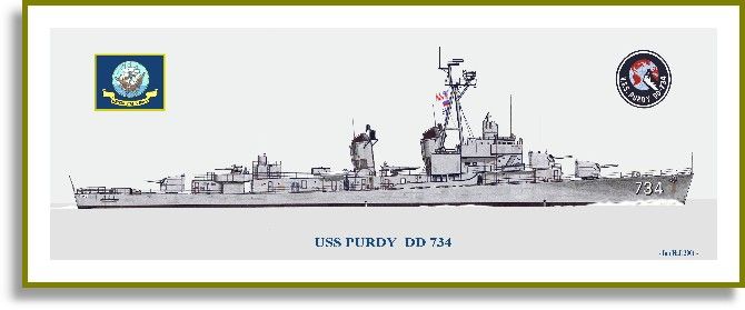USS Purdy DD-734 1950's Print - Destroyers N-R - PriorService.com