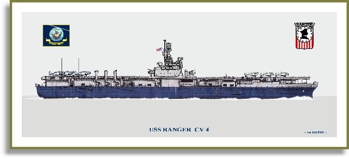 USS Ranger CV-4 1945 Print - Aircraft Carriers N-R - PriorService.com