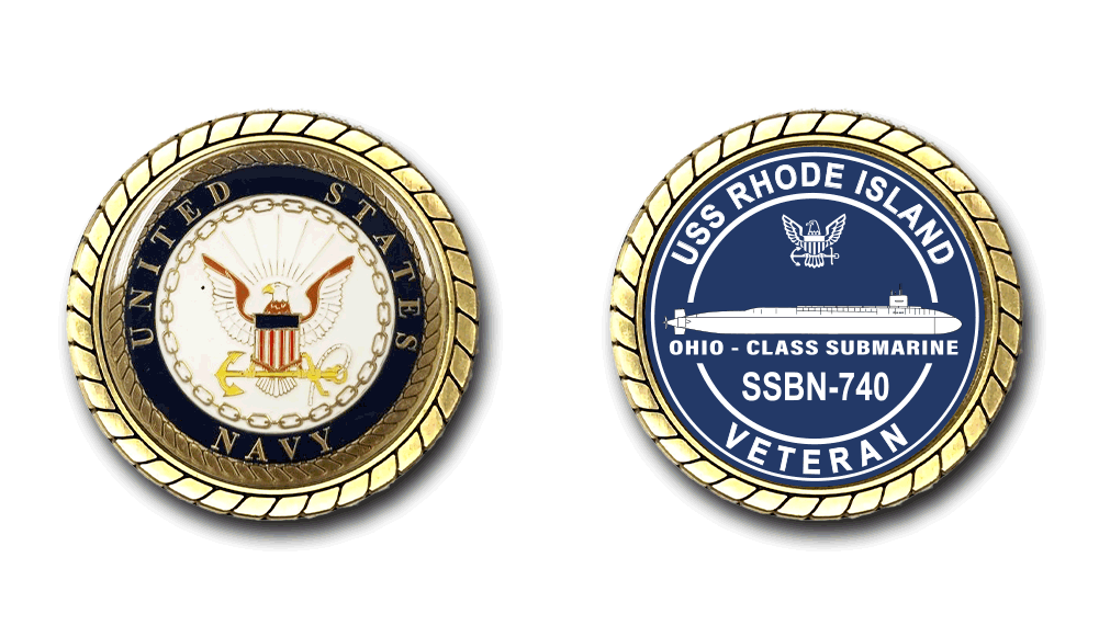 USS Rhode Island SSBN-740 Silhouette Veteran Challenge Coin - US Navy ...