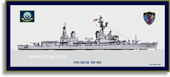 USS Rich DD 820 in 1960s Print - Destroyers N-R - PriorService.com