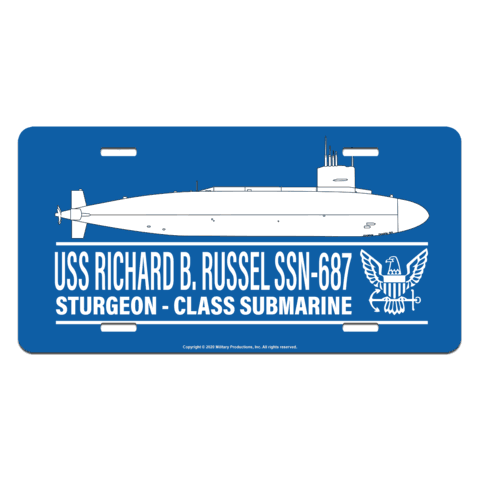 USS Richard B Russell SSN-687 License Plate - US Navy Submarine License ...