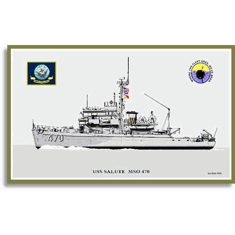 USS Salute MSO-470 Print - Minesweeper Prints - PriorService.com