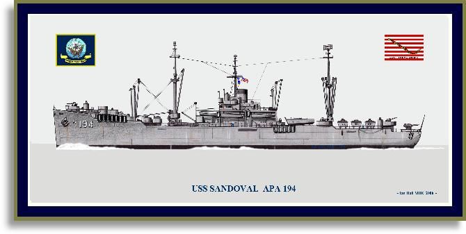 USS Sandoval APA 194 Print - Amphibious S-Z - PriorService.com