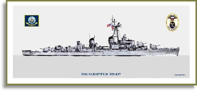USS Sarsfield DD 837 in 1950s Ship Print - New Ship Prints ...
