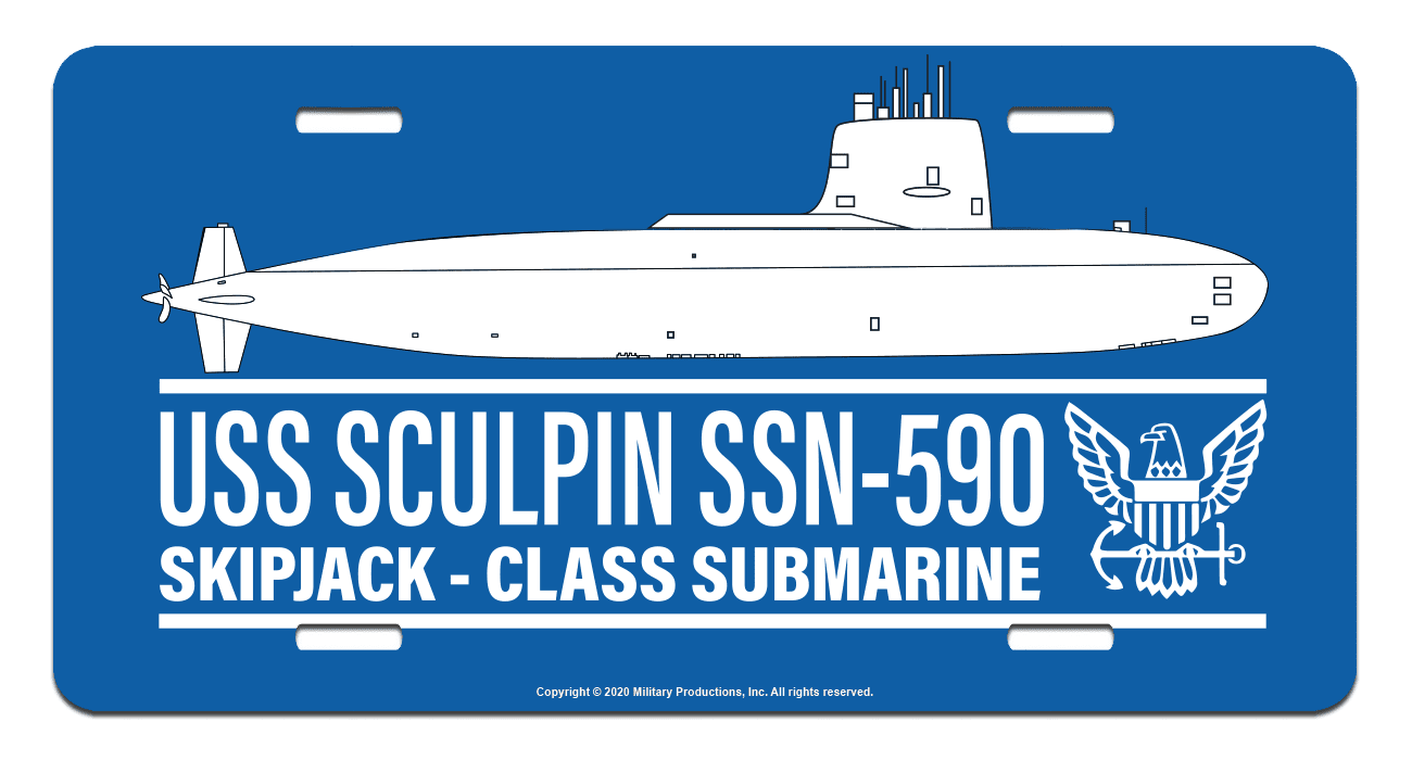 USS Sculpin SSN-590 License Plate - US Navy Submarine License Plates ...