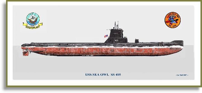 USS Sea Owl SS 405 in 1960s Ship Print - Submarines S-Z - PriorService.com