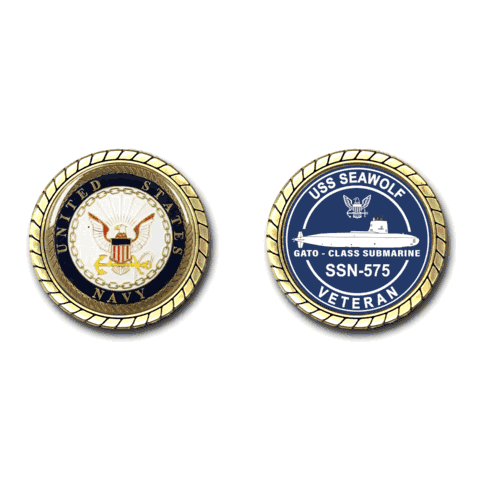 USS Seawolf SSN-575 Silhouette Veteran Challenge Coin - US Navy ...