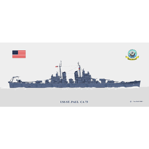 USS St Paul CA-73 in WWII Print - Cruiser Prints - PriorService.com