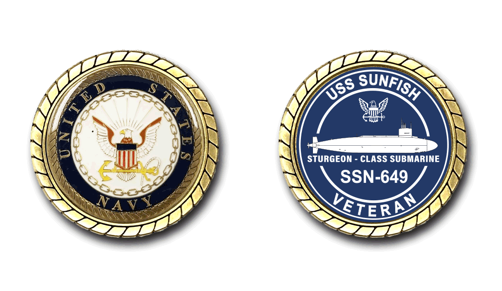 USS Sunfish SSN-649 Silhouette Veteran Challenge Coin - US Navy ...