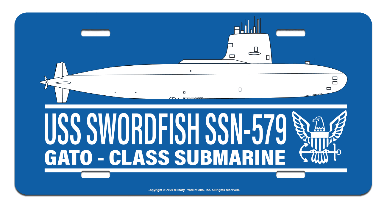 USS Swordfish SSN-579 License Plate - US Navy Submarine License Plates ...