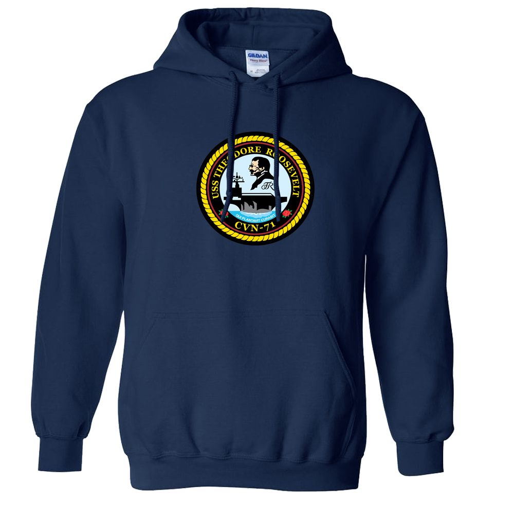 USS Theodore Roosevelt CVN-71 Crest Hooded Sweatshirt - US Navy ...