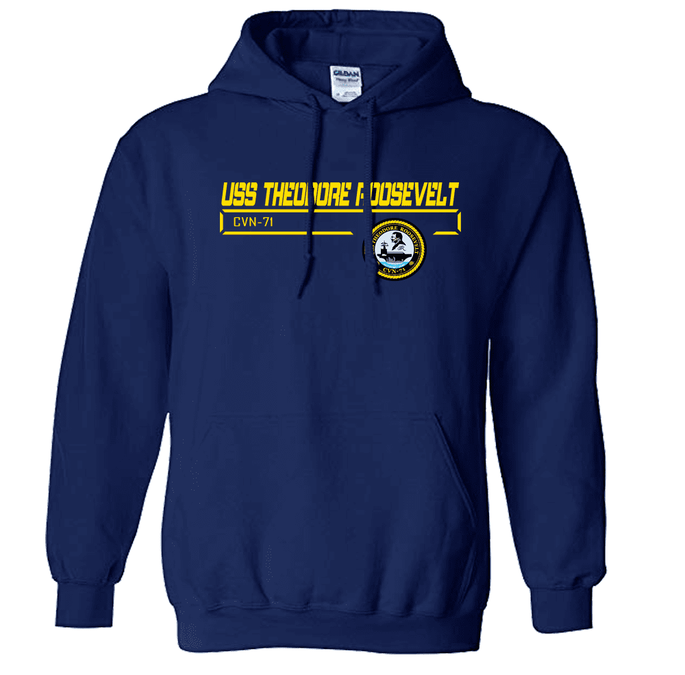 USS Theodore Roosevelt CVN-71 Crest Hooded Sweatshirt - New US Navy ...