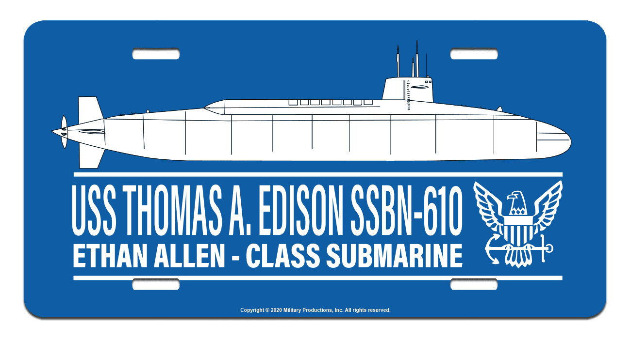 USS Thomas A Edison SSBN-610 License Plate - US Navy Submarine License ...