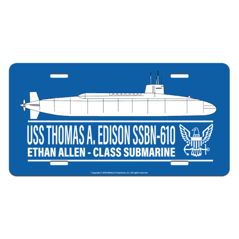 USS Thomas A Edison SSBN-610 License Plate - US Navy Submarine License ...