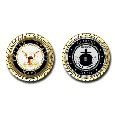 USS Thresher SSN-593 Challenge Coin - US Navy Submarine Challenge Coins ...