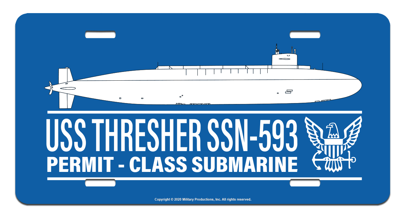 USS Thresher SSN-593 License Plate - US Navy Submarine License Plates ...