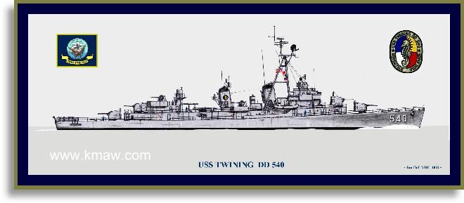 USS Twining DD-540 1960 Print - Destroyers S-T - PriorService.com