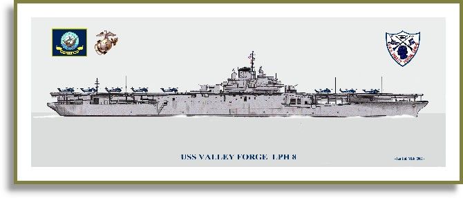 USS Valley Forge LPH-8 with H-34 Helo Print - Amphibious S-Z ...