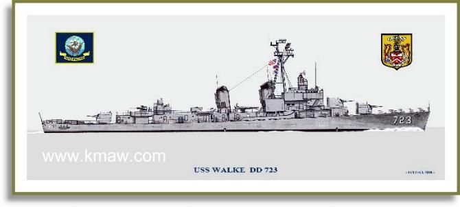 USS Walke DD-723 in 1950s Ship Print - Destroyers V-Z - PriorService.com