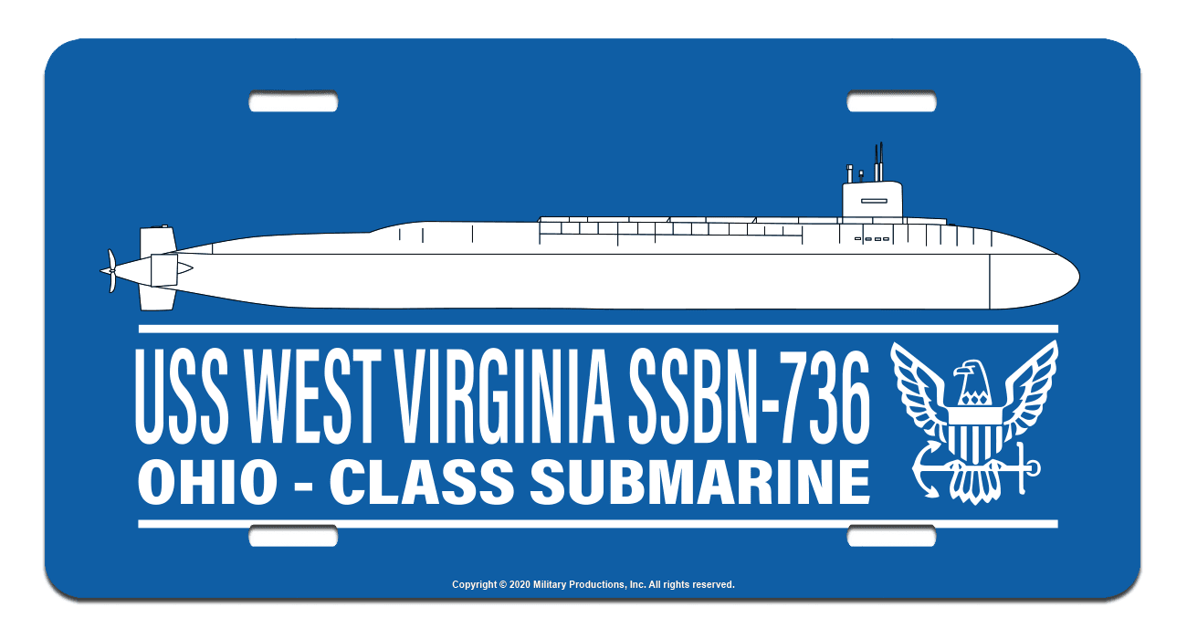 USS West Virginia SSBN-736 License Plate - US Navy Submarine License ...
