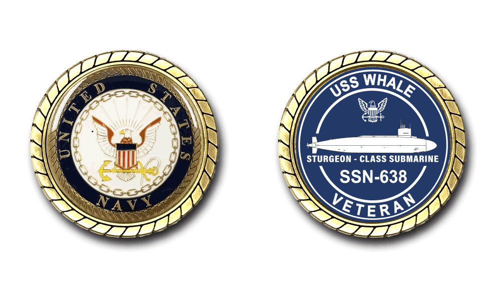 USS Whale SSN-638 Silhouette Veteran Challenge Coin - US Navy Submarine ...