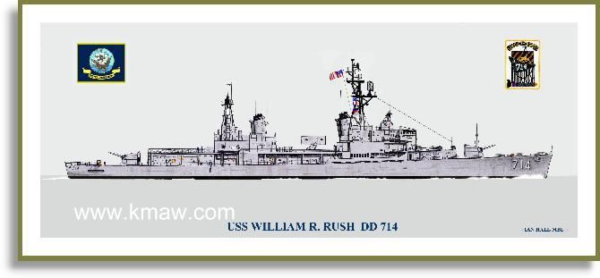 USS William R. Rush DD-714 1960's Print - Destroyers V-Z - PriorService.com