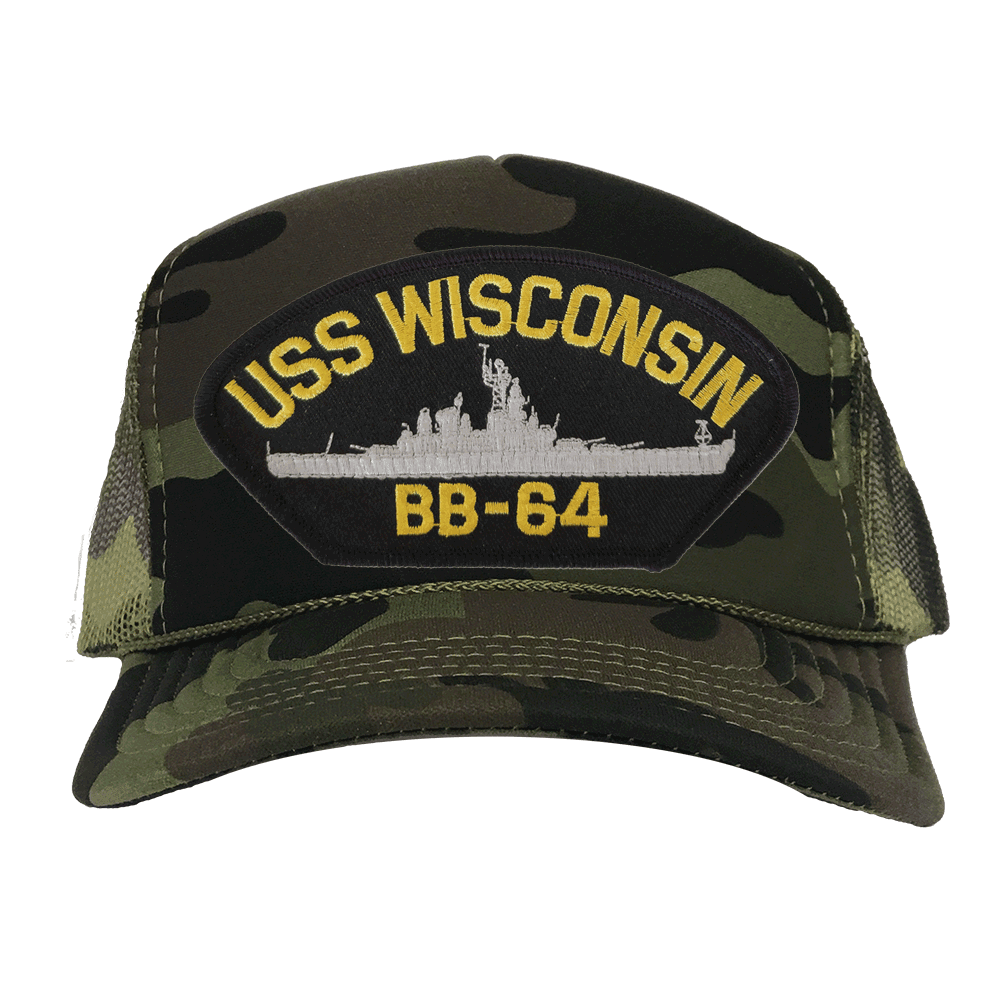 USS Wisconsin BB-64 Camo Mesh Back Cap - New US Navy Ship Camo Mesh ...