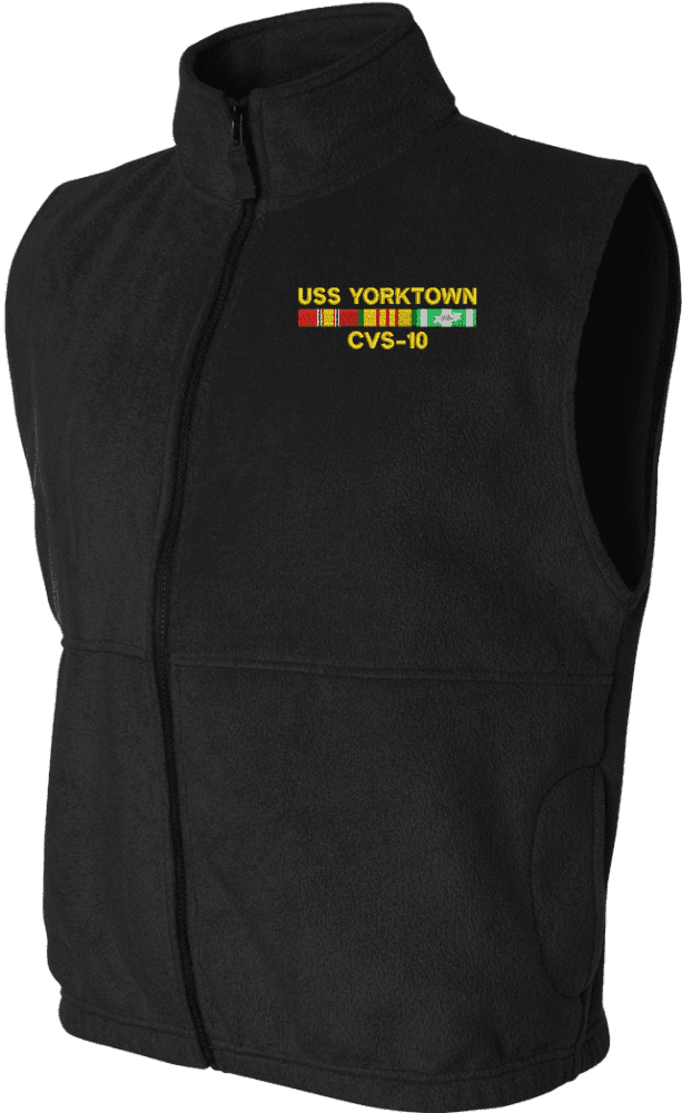 USS Yorktown CVS-10 with Vietnam Service Ribbons Fleece Vest - US Navy ...