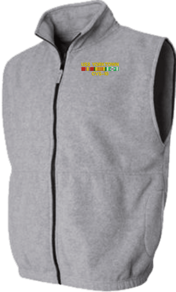 USS Yorktown CVS-10 with Vietnam Service Ribbons Fleece Vest - US Navy ...
