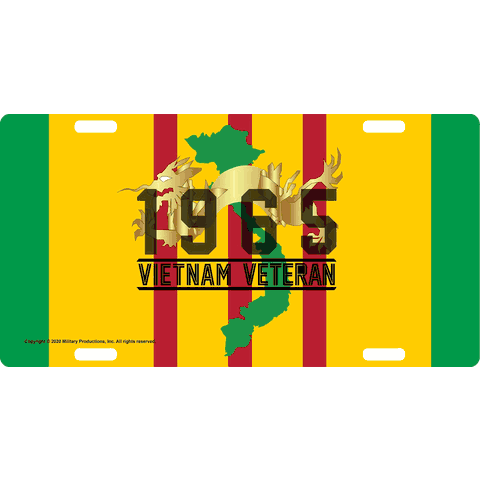 Vietnam Veteran 1965 License Plate - New Vietnam Year License Plates ...