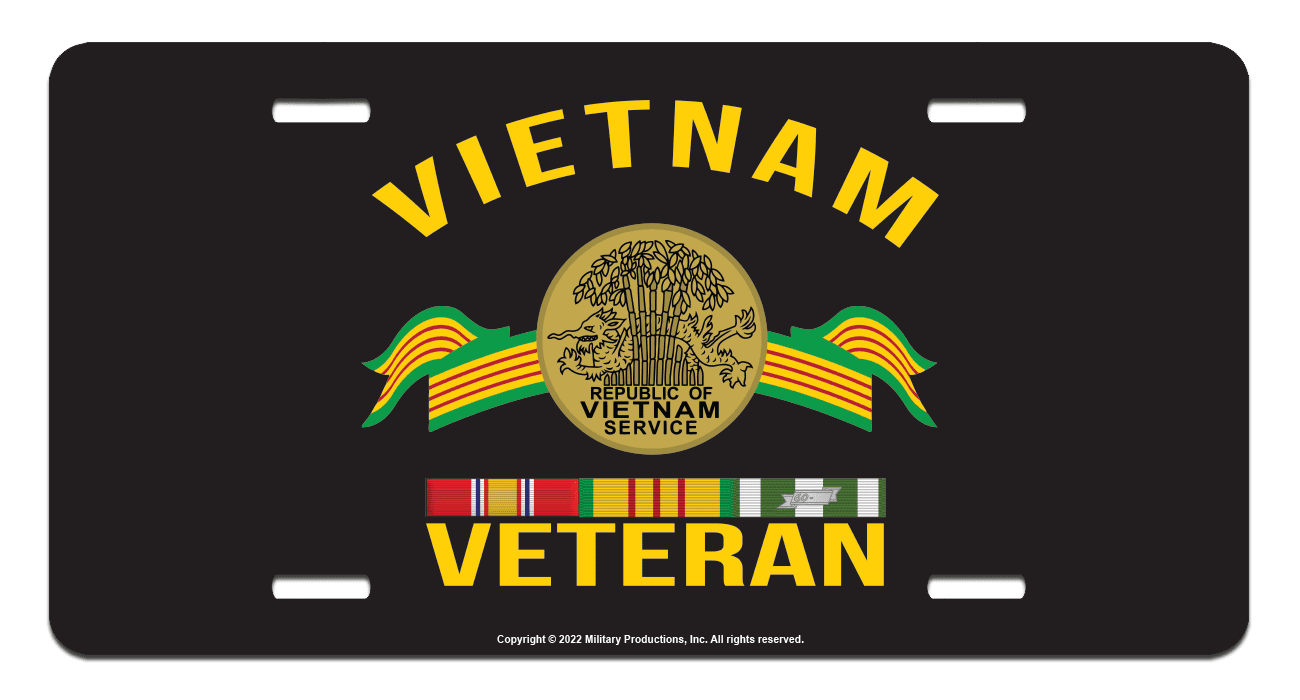 Vietnam Veteran with Ribbons License Plate - Veterans License Plates ...
